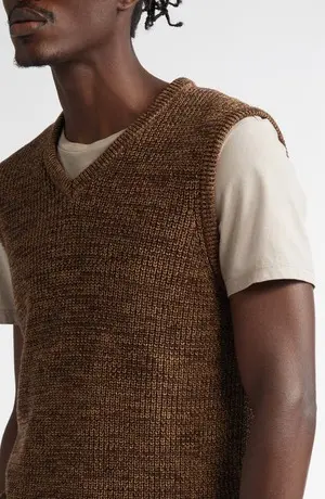 Noah Twisted Yarn Sweater Vest In Tan/ Brown - 60% Off | Editorialist